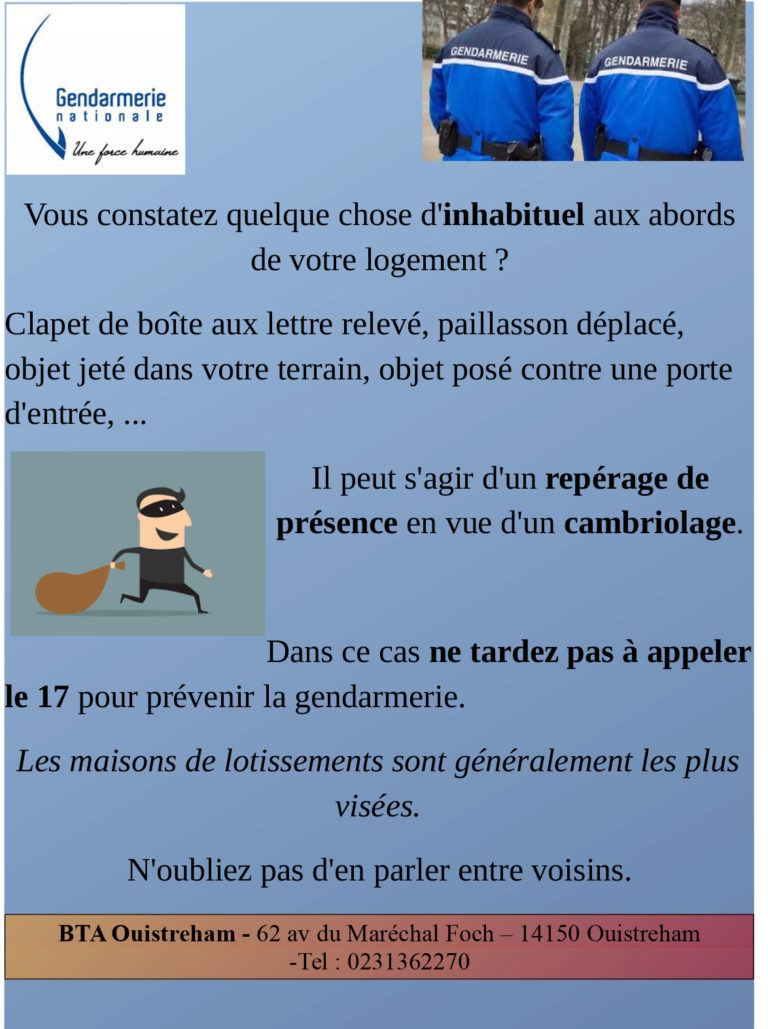 Prévention contre les vols - Ouistreham Riva-Bella